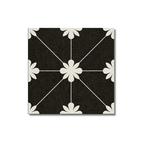 Lotus Black Wall and Floor Tiles 20x20cm