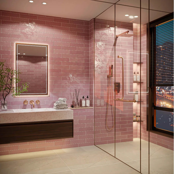 Opal Pink Gloss Wall Tiles 7.5x30cm – Metro Tiles
