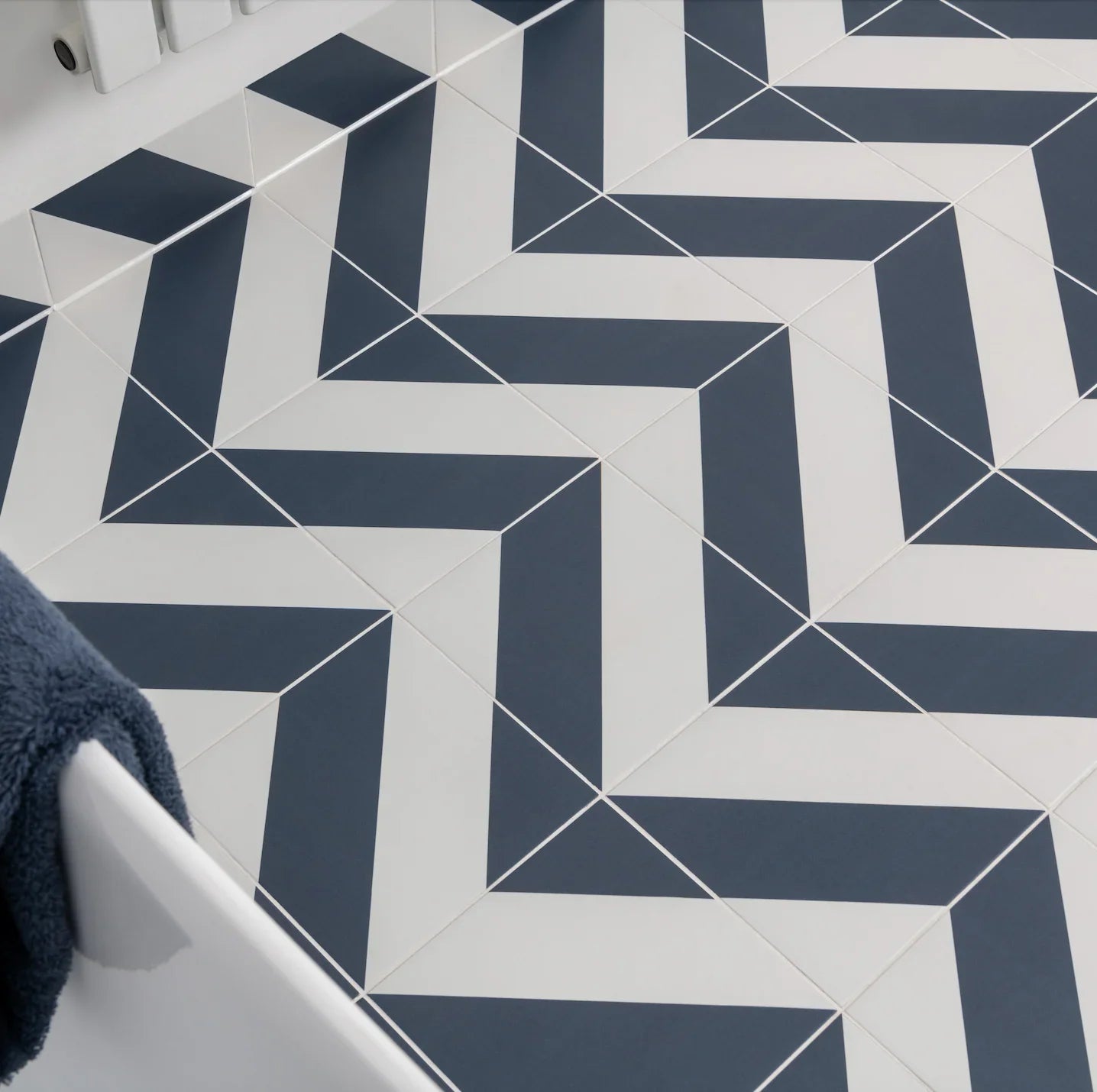 Striped Navy Tile 22x22cm – Metro Tiles