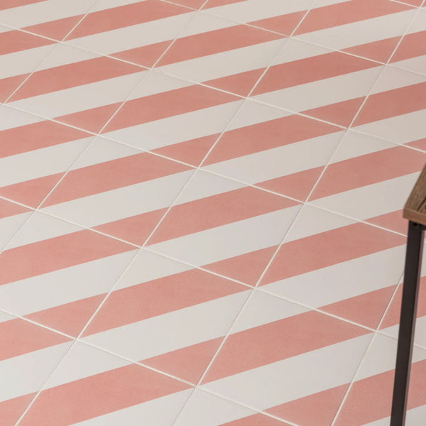 Striped Pink Tile 22x22cm – Metro Tiles