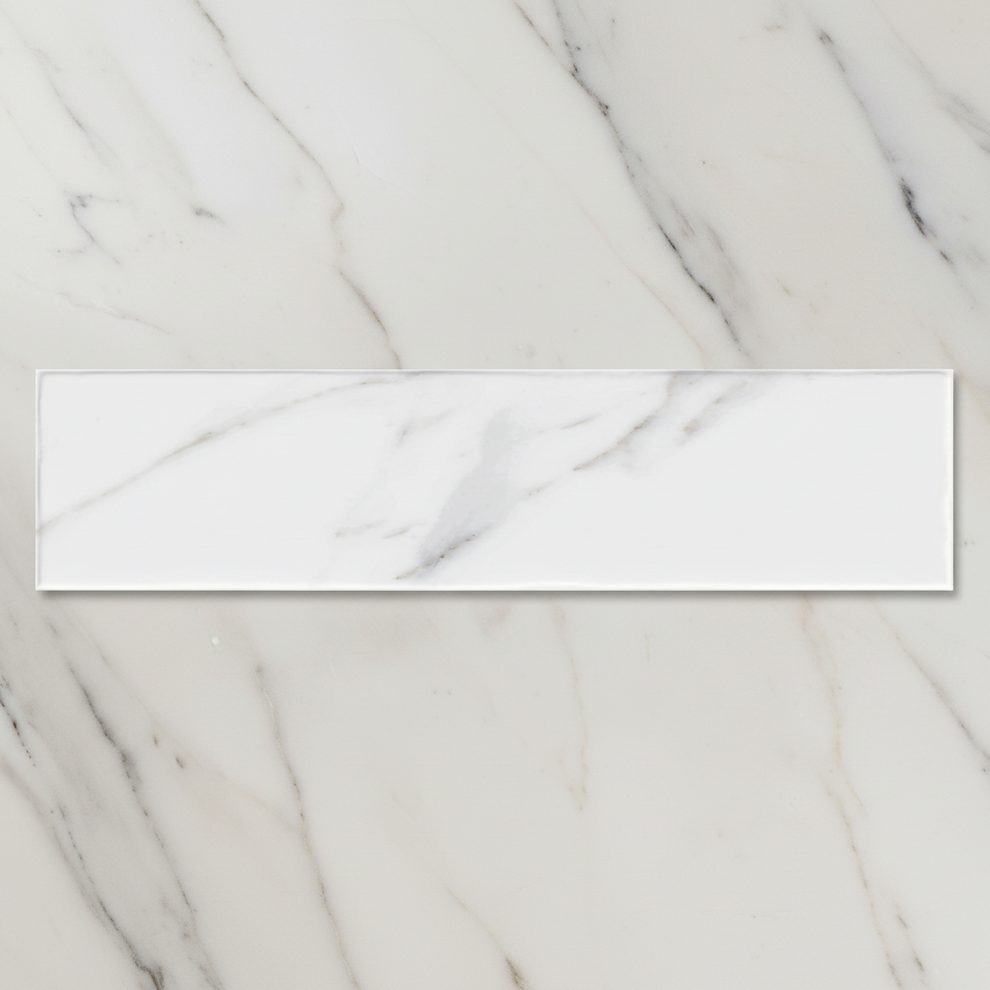 Chelsea White Marble Porcelain Wall Tile 6x25cm – Metro Tiles