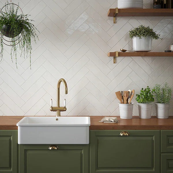 Dorset Bone Gloss Ceramic Wall Tiles 7.5x30cm