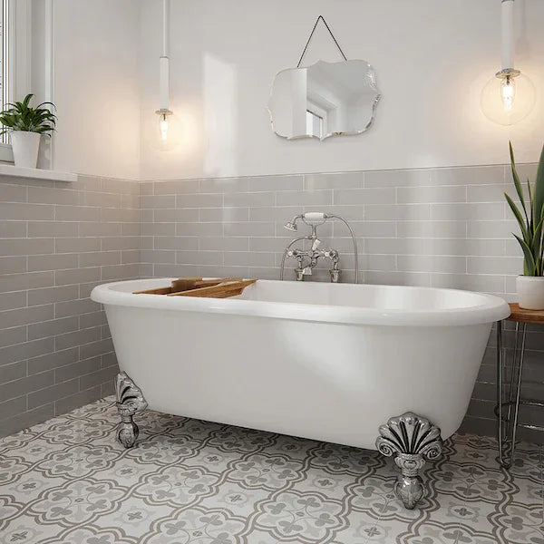 Dorset Light Grey Gloss Ceramic Wall Tiles 7.5x30cm