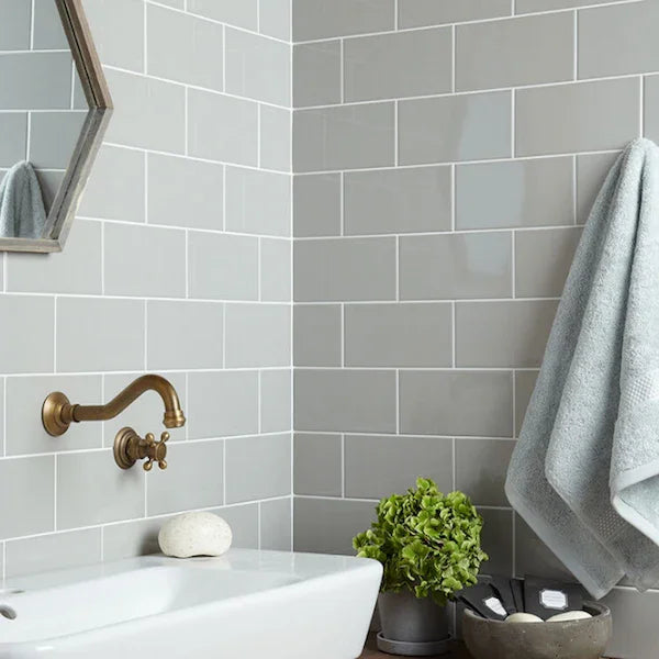 Metro Sage Grey Flat Gloss Wall Tiles 10x20cm