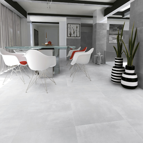 Concrete White Matt Porcelain Wall and Floor Tiles 90x90cm
