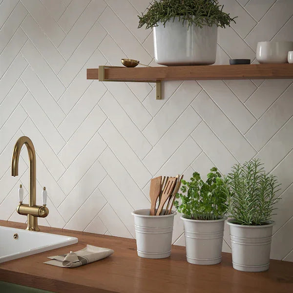 Dorset Bone Gloss Ceramic Wall Tiles 7.5x30cm