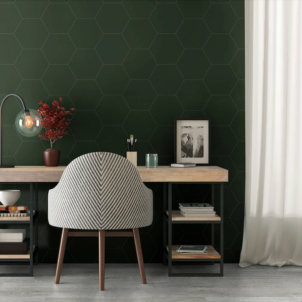 Hexagon Green Matt Wall And Floor Tiles 23x27cm