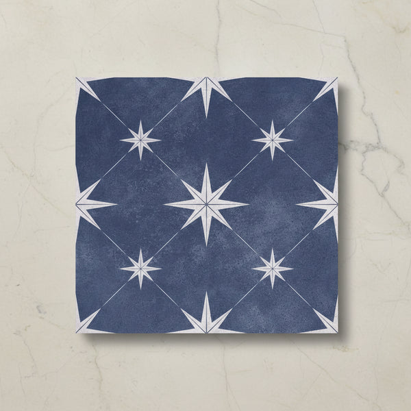Luna Star Navy Blue Patterned Tiles