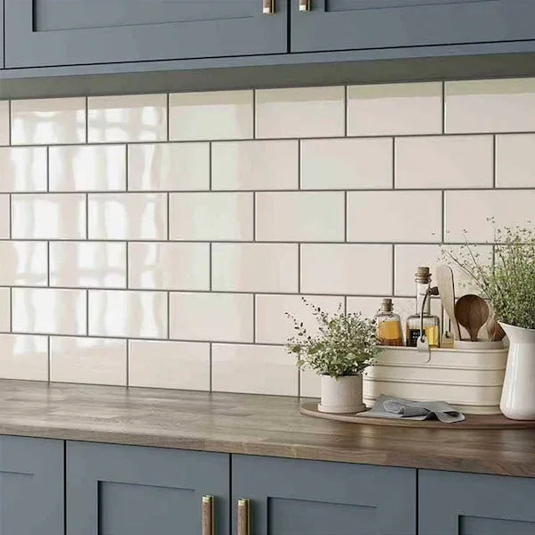 Flat Subway Tile Glassalike Gloss Flat Taupe Porcelain Subway Wall And