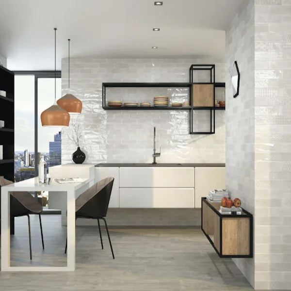 Opal White Gloss Wall Tiles 7.5x30cm