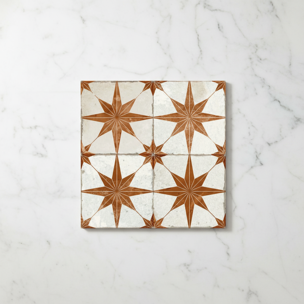 Paprika Orange Star Patterned Tiles