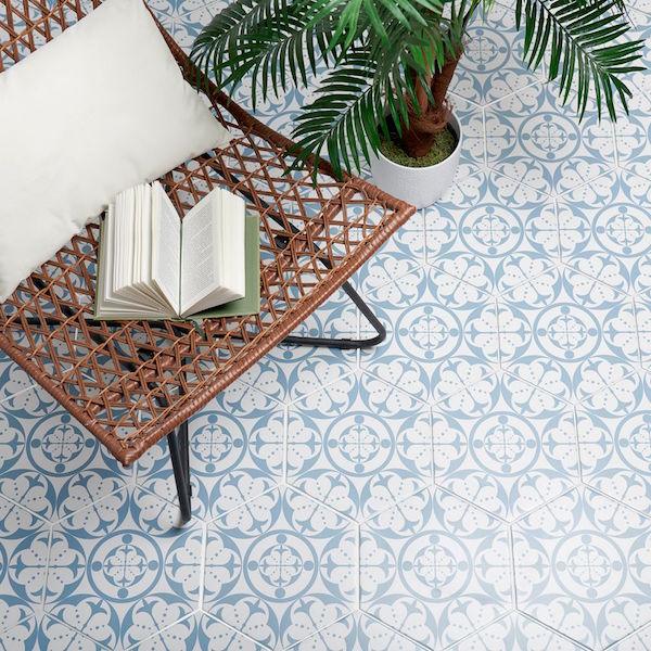 Parisian Med Blue Hexagon Tiles