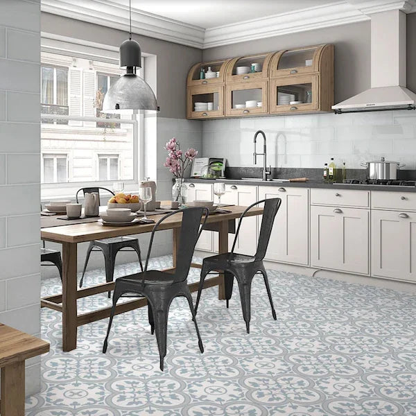Salisbury Powder Blue Patterned Tiles