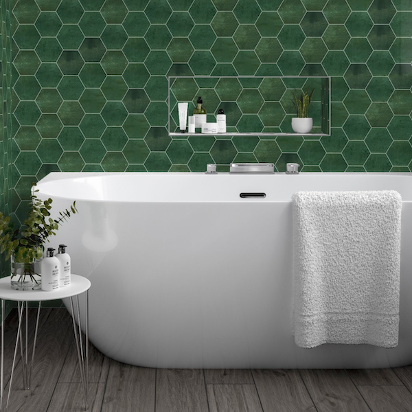 Verona Forest Green Hexagon Wall Tiles