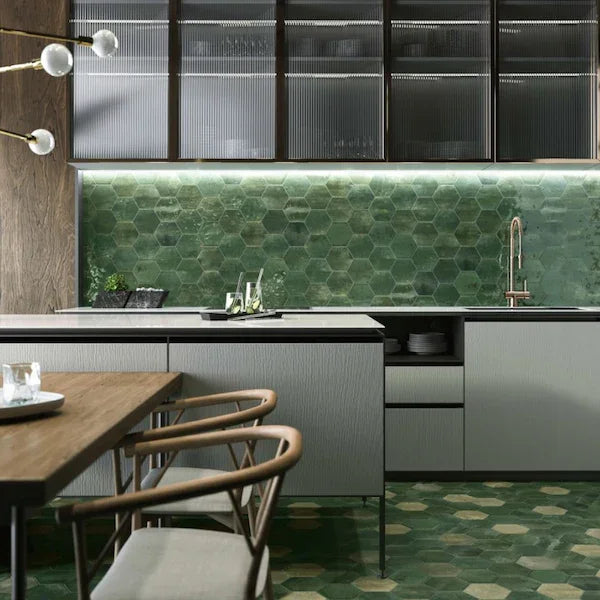 Verona Forest Green Hexagon Wall Tiles