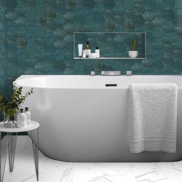 Verona Ink Blue Hexagon Wall Tiles